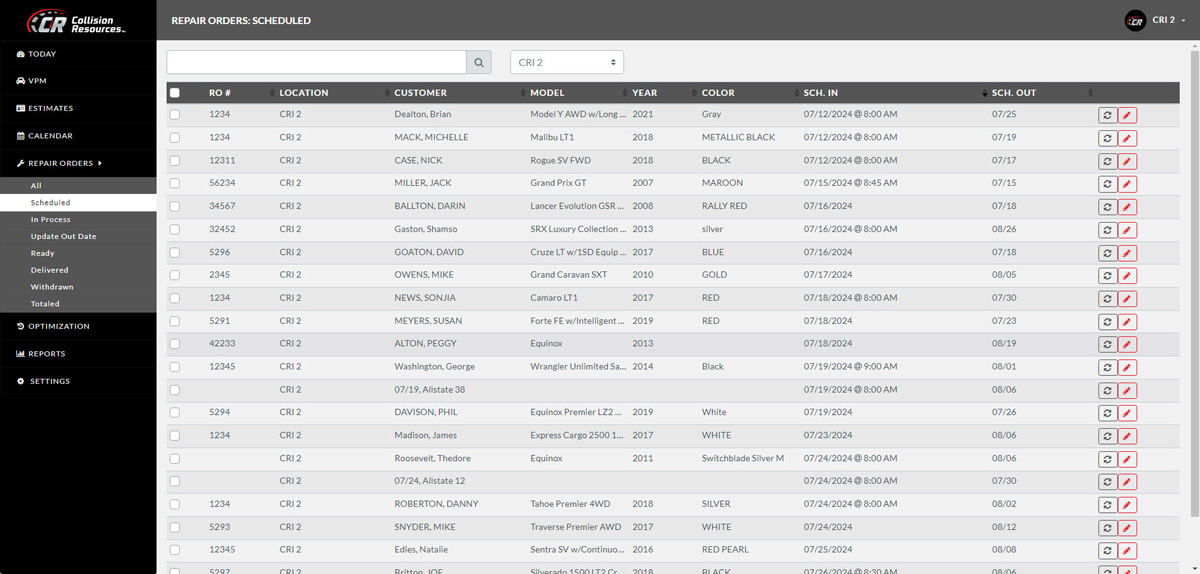 Auto Body Shop Scheduling Software - CR Auto Scheduler®
