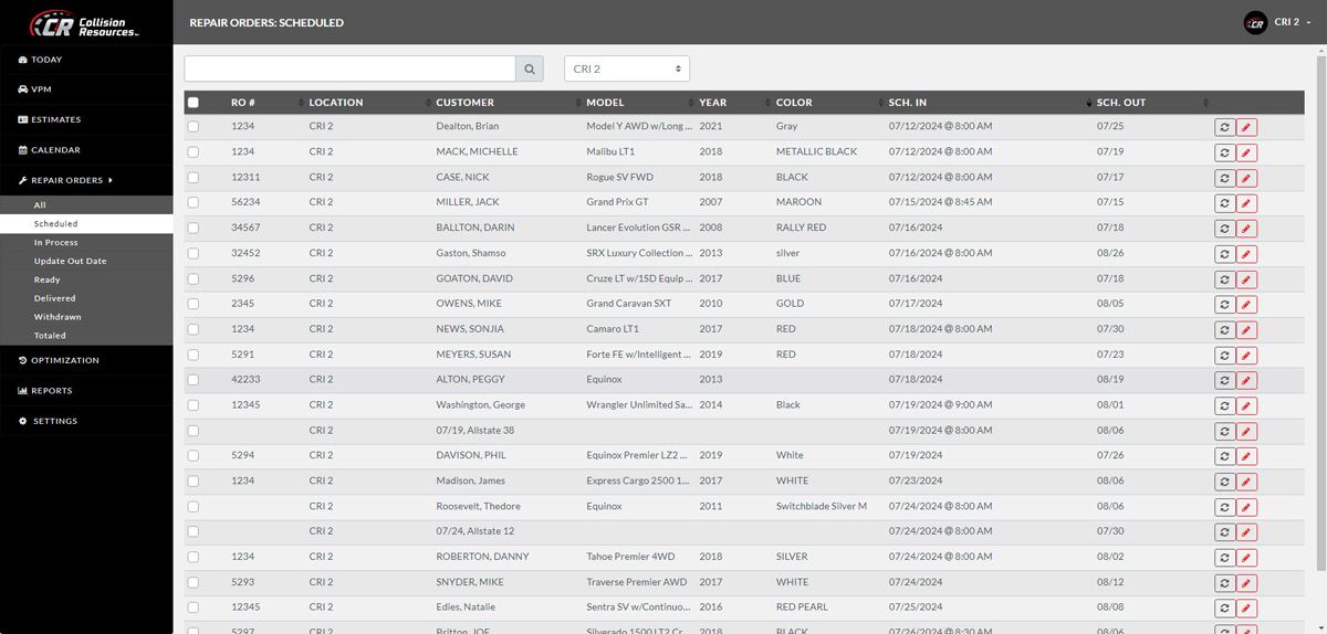 Auto Body Shop Scheduling Software - CR Auto Scheduler®